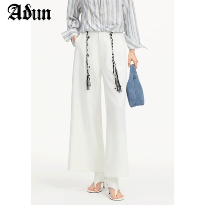 Abun【商场同款】2026年春季新品高腰抽绳阔腿裤女休闲长裤