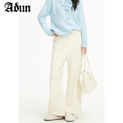 Abun【商场同款】2026冬季新品简约宽松直筒裤女设计感小众