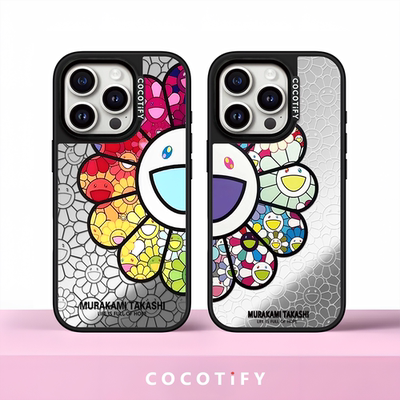 日本潮牌村上隆太阳花适用iphone16promax手机壳15pro苹果14plus镜面MagSafe磁吸13情侣保护套12防摔17Air