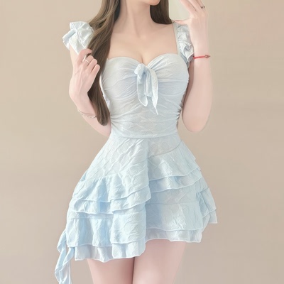 泳衣女纯欲少女连体裙式遮肉显瘦