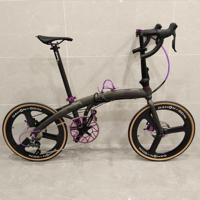 20寸弯把折叠公路车451轮组碳纤维三刀轮8速手变男女短途旅行单车
