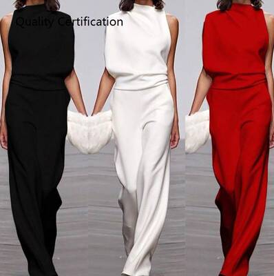 One-shoulder sleeve casual commuting jumpsuit