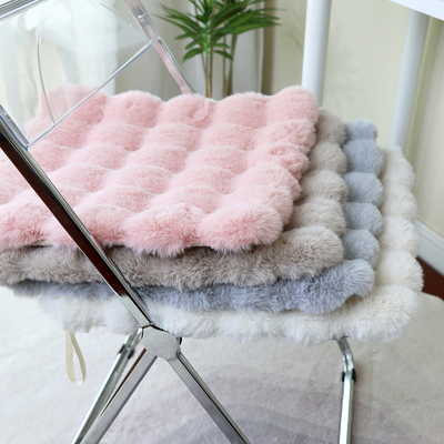 新款泡泡绒椅垫仿兔毛奶油风坐垫