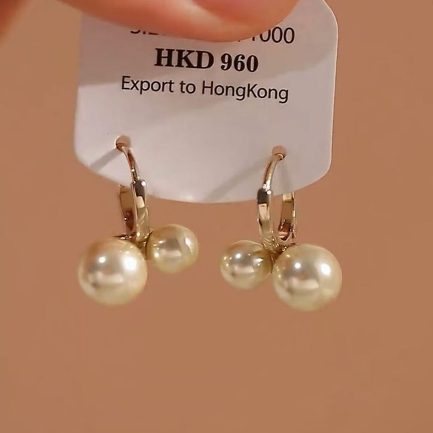 温柔摩卡樱桃大小珍珠耳扣轻奢高级感气质时髦耳环小众漂亮耳饰