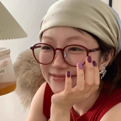 复古超轻红色素颜眼镜
