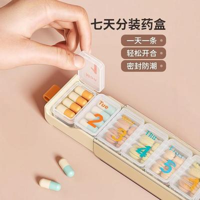 Pill organizer for seniors, with compartments for morning, n