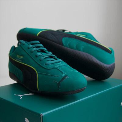 代购PUMA x ASTON MARTIN F1彪马阿斯顿马丁联名款复古森绿赛车鞋