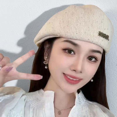 韩版亮片针织字母前进帽