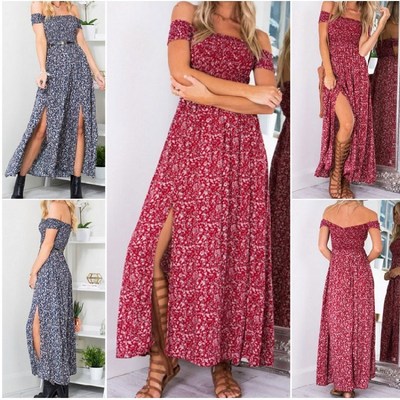 Off Shoulde Long Women Beach Sexy Sundress Casual Maxi Dress