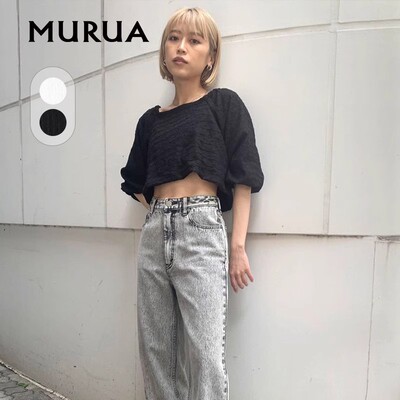 MURUA短袖法式薄绑带露背