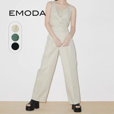 EMODA2024年春季新款自然腰磨边阔腿宽松长裤牛仔裤0424124705