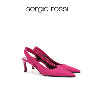 Sergio Rossi/SR女鞋 SR JANE系列 一字扣高跟凉鞋绒面细跟单鞋