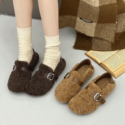 羊羔毛鞋面鞋垫【2.5CM橡胶软底】广州皮鞋码绒里女鞋5257C881-12