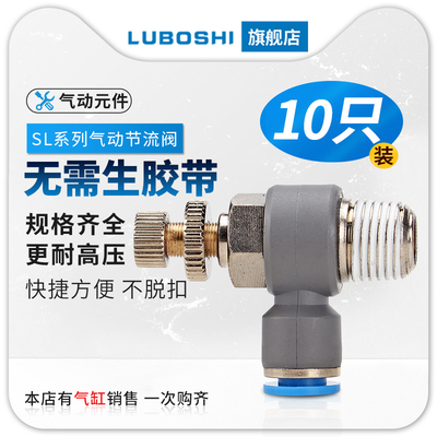 气动气管快速接头排气节流阀SL8-02调节阀气缸调速阀调速接头6-01