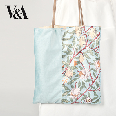 VA博物馆工艺美术玫瑰石榴轻便拼接单肩包