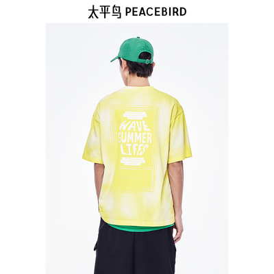 太平鸟男装季新款重磅印花短袖T恤 B2CNE2438