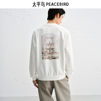 太平鸟男装 潮流高弹力圆领套头肌理卫衣男B1CRF3310