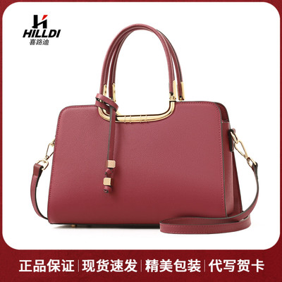 真皮妈妈包结婚婚包红色包包大容量喜婆婆婚宴包包大气中年女包