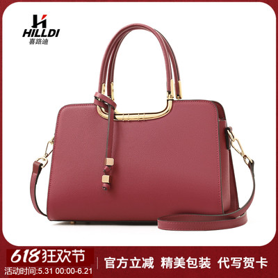 真皮妈妈包结婚婚包红色包包大容量喜婆婆婚宴包包大气中年女包