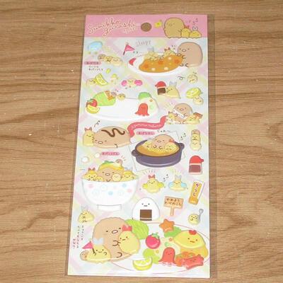 日本SanX正品Sumikko Gurashi角落生物 立體貼紙(Food)粉紅
