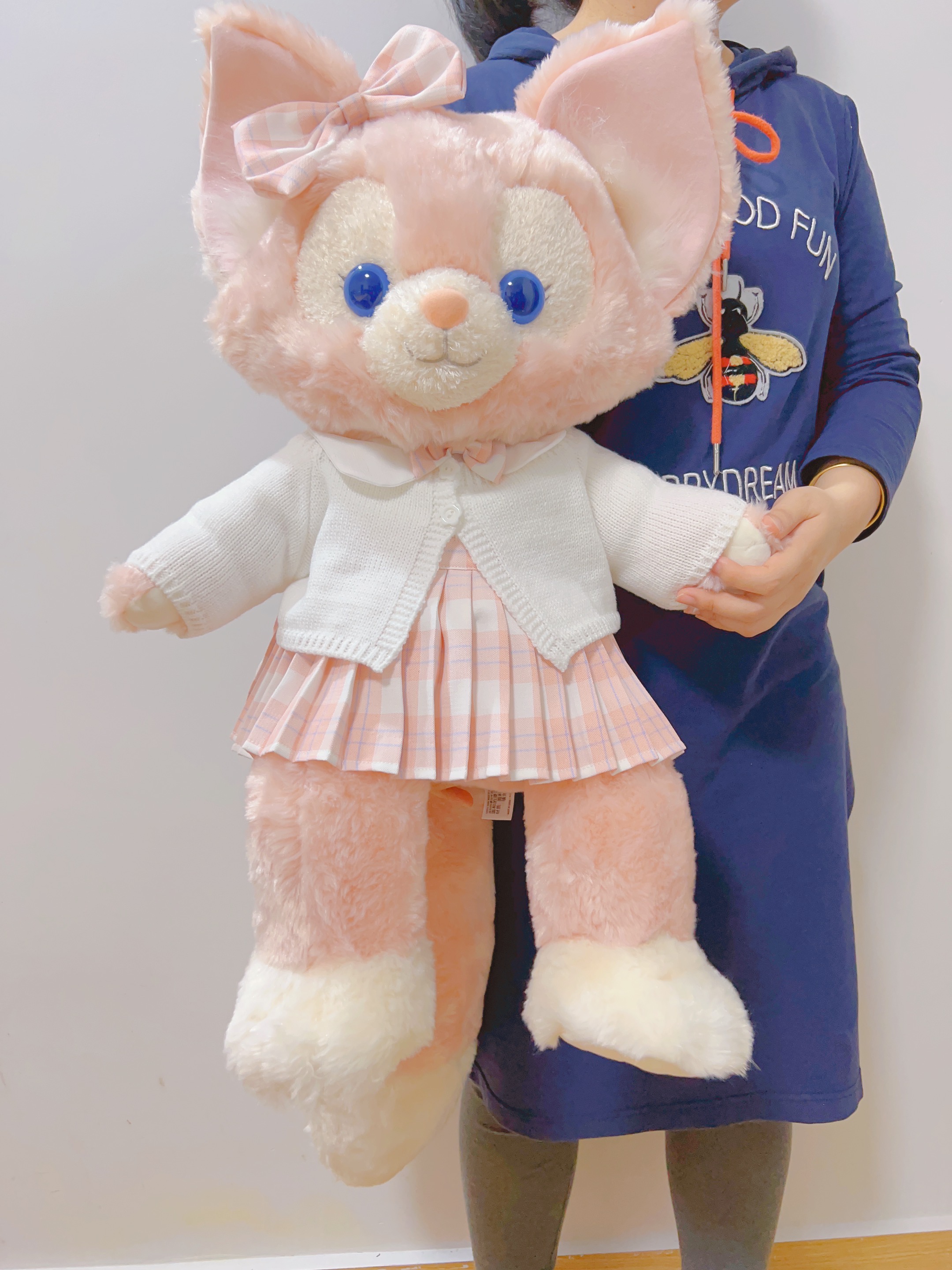 M码玲娜贝儿衣服大号Linabell粉色格子JK毛衣外套日系学院风原创_虎窝淘