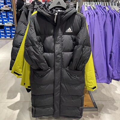 阿迪达斯冬季保暖中长款羽绒服