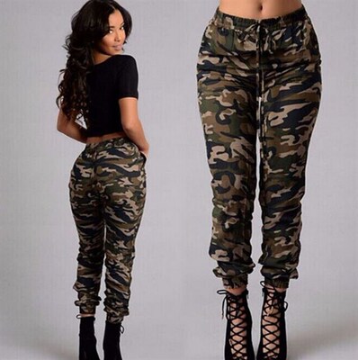 2018Autumn women camouflage pants ladies high waist trousers