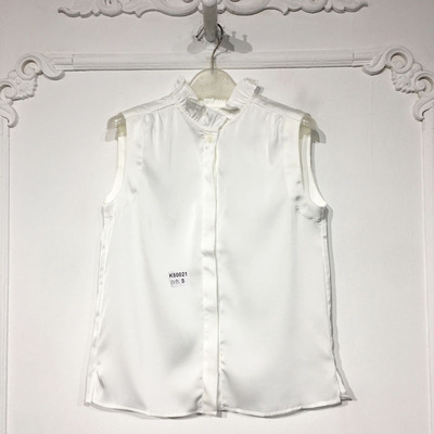 容悦 K50021 时尚无袖立领纯色衬衫品牌女装折扣馨