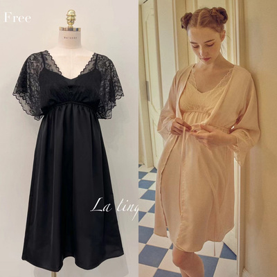 balcony丝柔性感吊带睡裙两件套