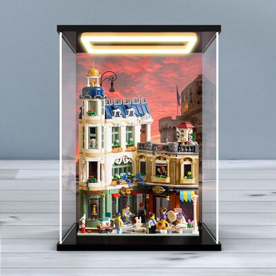 适用乐高11371购物大街建筑街景一体积木模型防尘罩回型灯收纳盒