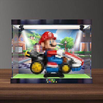 适用72037马力欧卡丁车积木模型拼装玩具高清防尘罩亚克力收纳盒