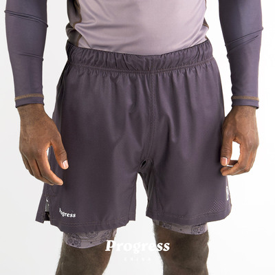 PROGRESS 烟紫唐骷髅 双层短裤 无道服BJJ巴西柔术NOGI 官方直营