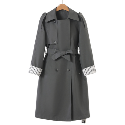 799西湖阁老【HO】春装 *绍 双排扣卷边袖棉质中长风衣外套036