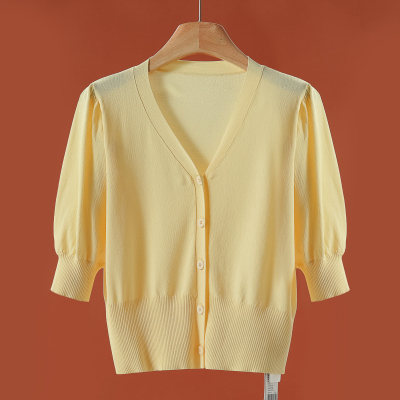 699 62%粘纤【桑S】夏装 V领纯色简约休闲风针织衫890弜