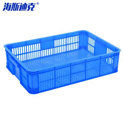 海斯迪克HKC-526加厚蓝色塑料筐快递物流框575-140筐外600*420*15