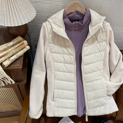 新款棉服拼接奥粒绒连帽轻薄