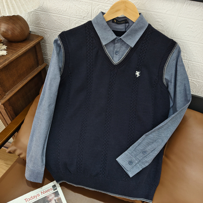 保罗彼得专柜正品25年秋季男士假两件舒适简约百搭时尚TCECZ00380