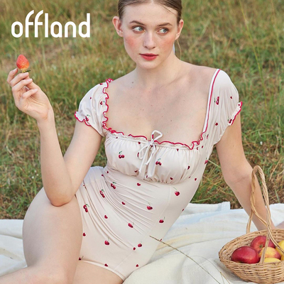 褶皱边短袖连体泳衣胸型