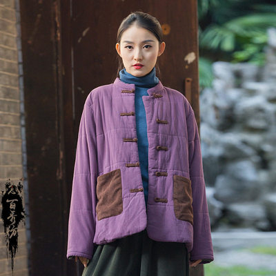 25冬季棉麻女装新款中式改良棉袄