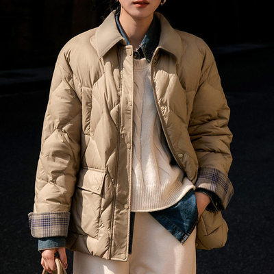 巴恩风三防立体菱格 95白鹅绒羽绒服 冬季新款高端平湖女装鹅绒服