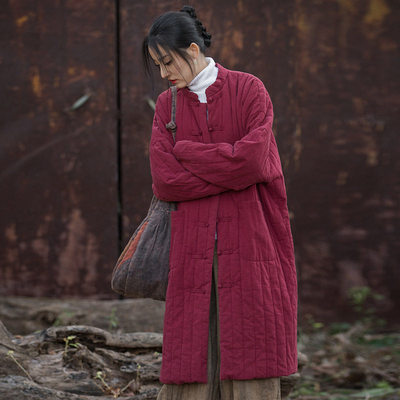 25冬棉麻女装新款夹棉加厚保暖