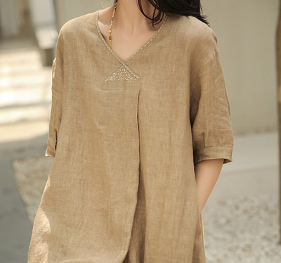 文艺棉麻女装2022春夏新品细支