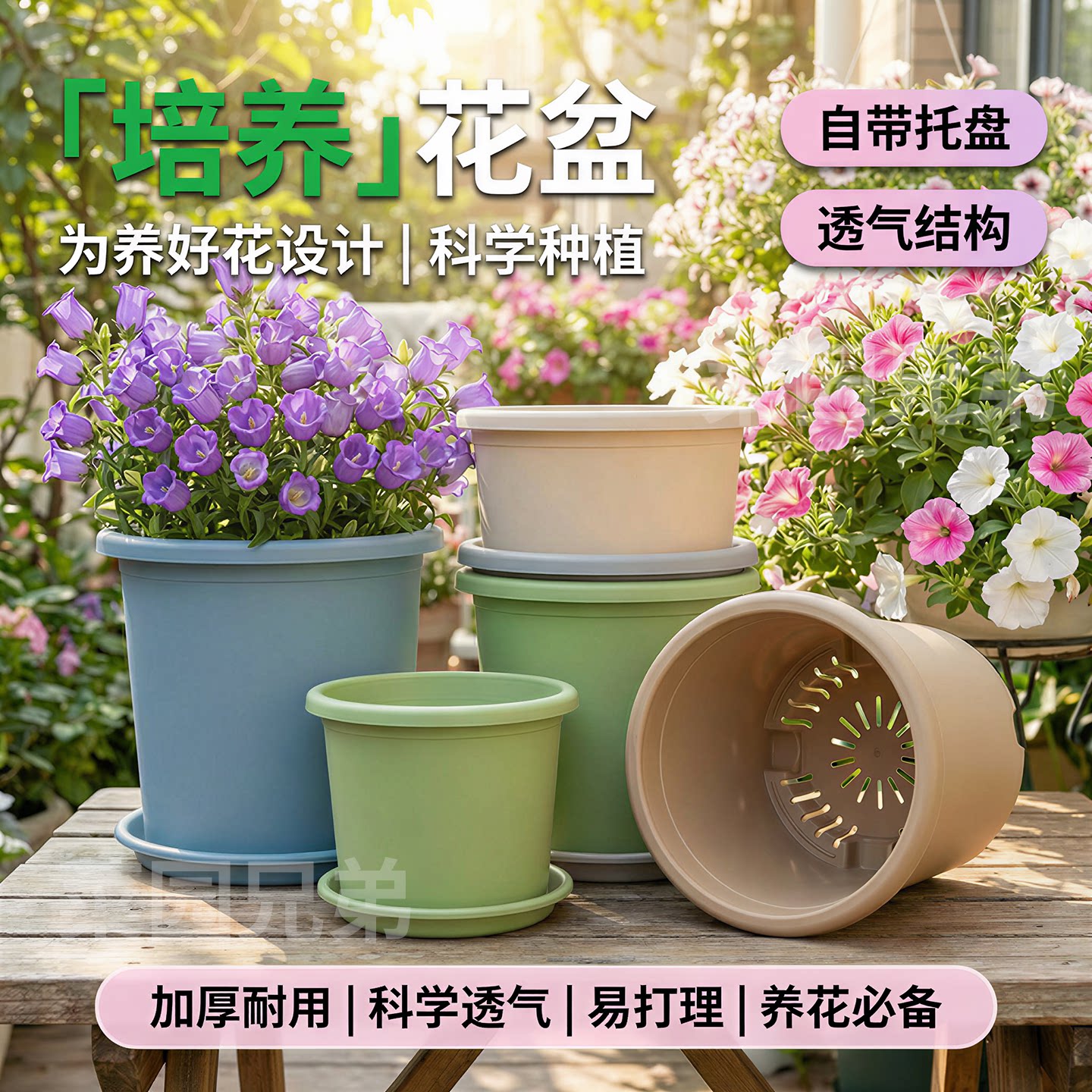 加厚四季控根加仑花盆家用塑料月季盆绿萝绣球树脂塑料大花盆透气