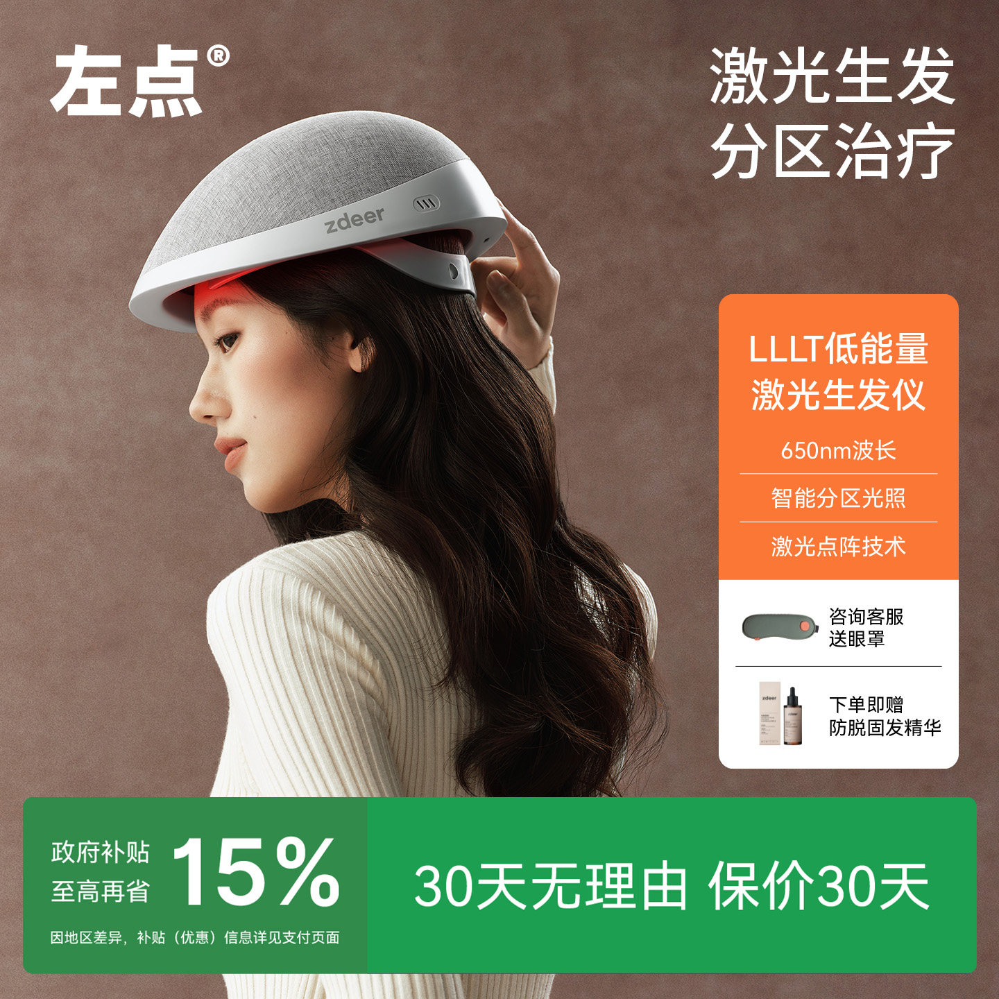 左点激光生发仪医用级红光生发头盔生发帽防脱发LLLT低能量激光
