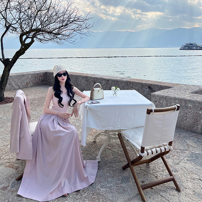 bear熊熊屋【假日公主】温柔减龄高弹针织收腰显瘦大摆无袖连衣裙