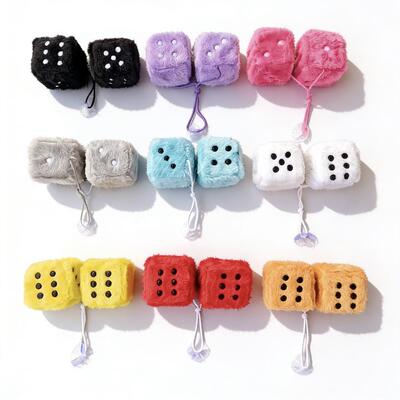 Cute Plush Dice Car Rearview Mirror Hanging Ornament |
