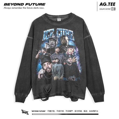 长袖oversize水洗做旧