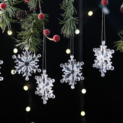 6pcs Snowflake Ornaments, Crystal Clear Christmas Tree Decor