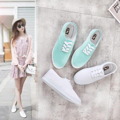 girl canvas Shoes small white shoes women casual flat shoes