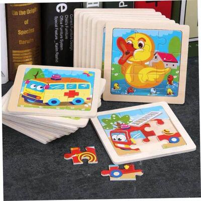 9 pieces of wooden childrens jigsaw puzzle toy baby toys